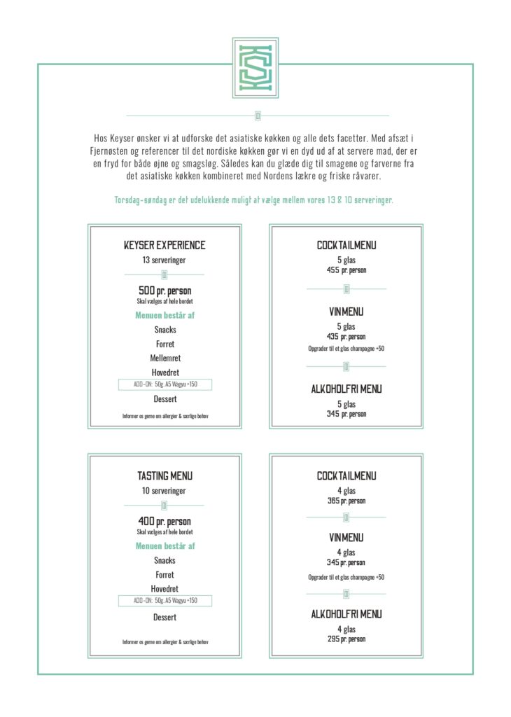 Menu - Keyser Social | Asiatisk Social Dining Menu