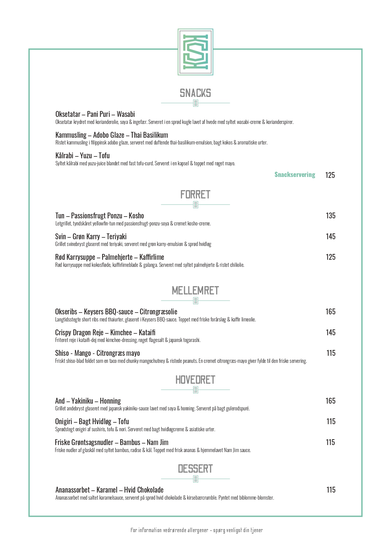 Menu - Keyser Social | Asiatisk Social Dining Menu