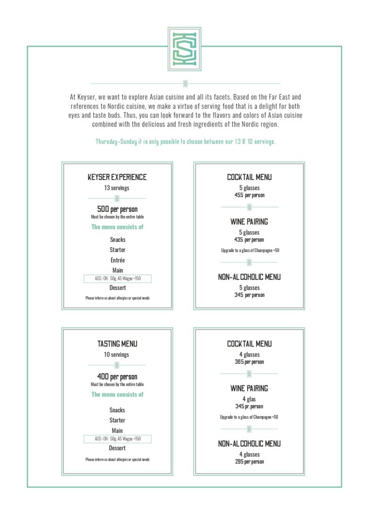 Menu - Keyser Social | Asiatisk Social Dining Menu